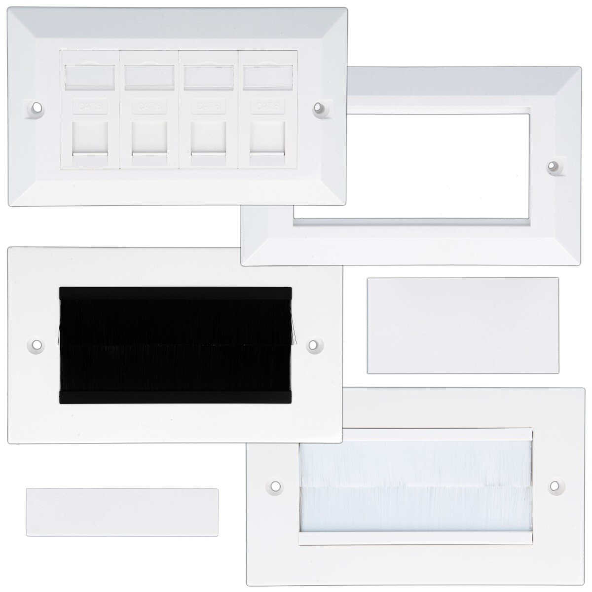 DOUBLE GANG FACEPLATES Twin 2 Socket Outlet Face Plate Wall Cavity ...