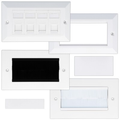 DOUBLE GANG FACEPLATES Twin 2 Socket Outlet Face Plate Wall Cavity ...