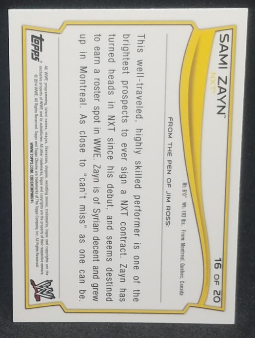 2014 Topps Chrome WWE Sami Zayn NXT Prospects Rookie RC #16 | eBay