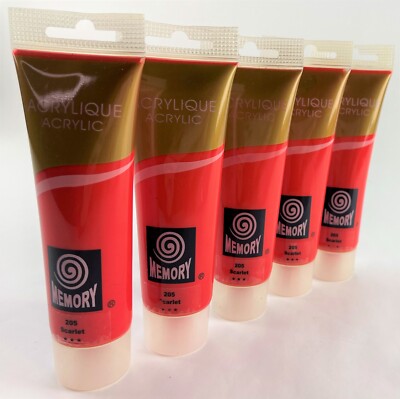 Set of 5 Scarlet Red Acrylic Paint Tubes 120mls Professional Artist ...