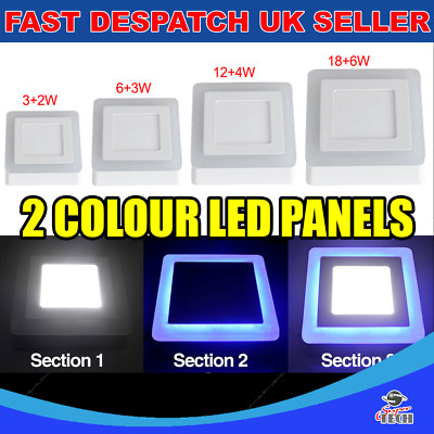 16W Dual Colour White/Blue Square Surface Mount Ceiling Led Panel 3 ...