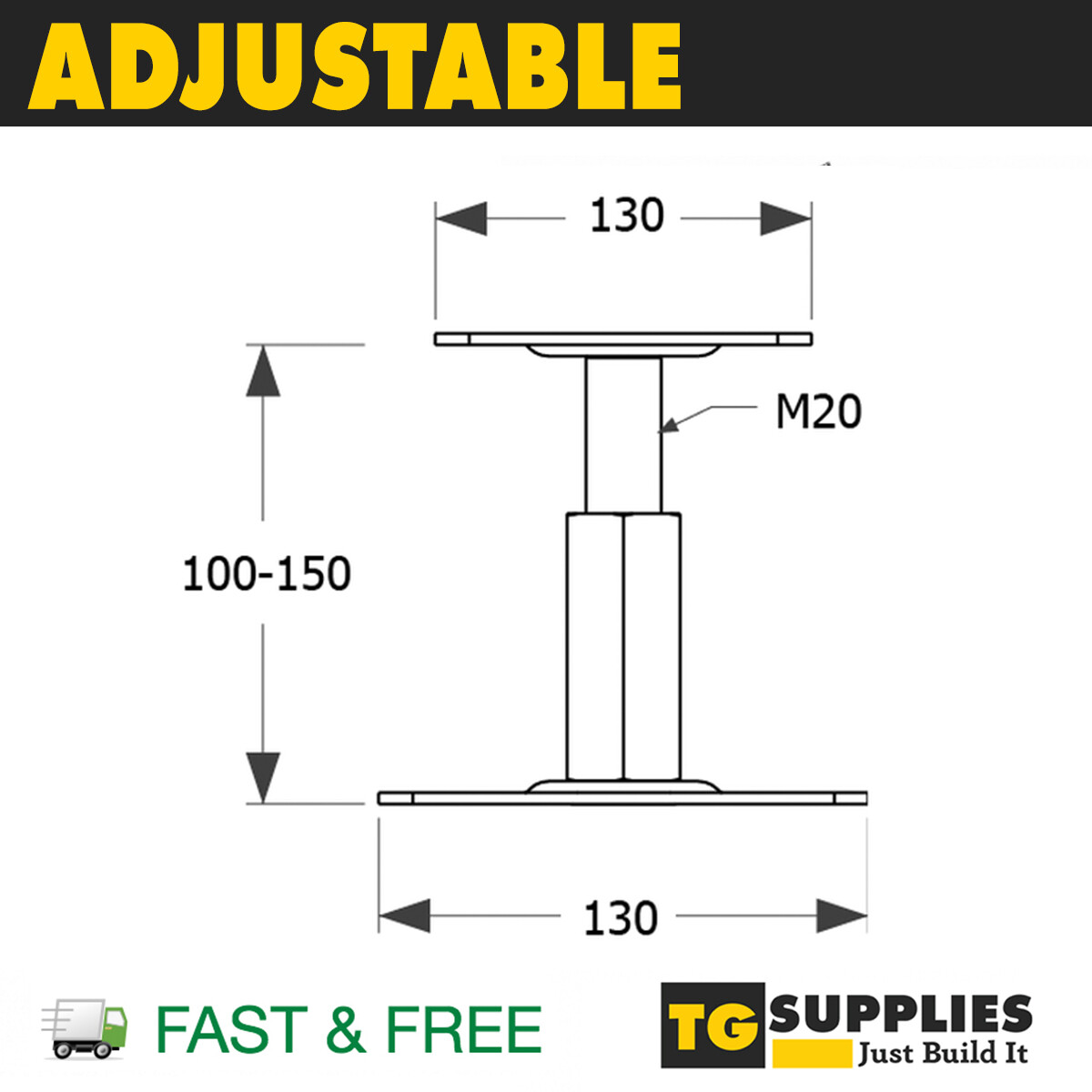 Heavy Duty Galvanised Height Adjustable Elevated Post Base Support ...