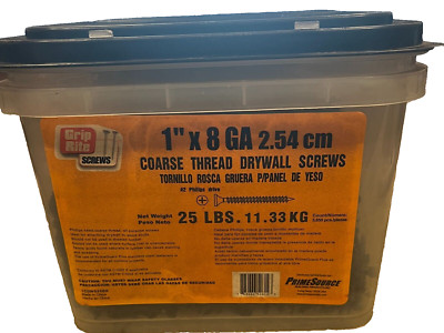 GripRite 1" x 8 Gage 2.54CM Coarse Tread Drywall Screws, 25 LBS Bucket ...