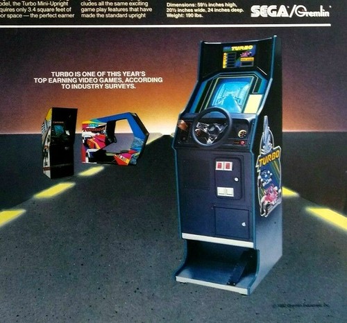 Turbo Arcade Flyer Mini 1982 Original Video Game Vintage Retro Art Race ...
