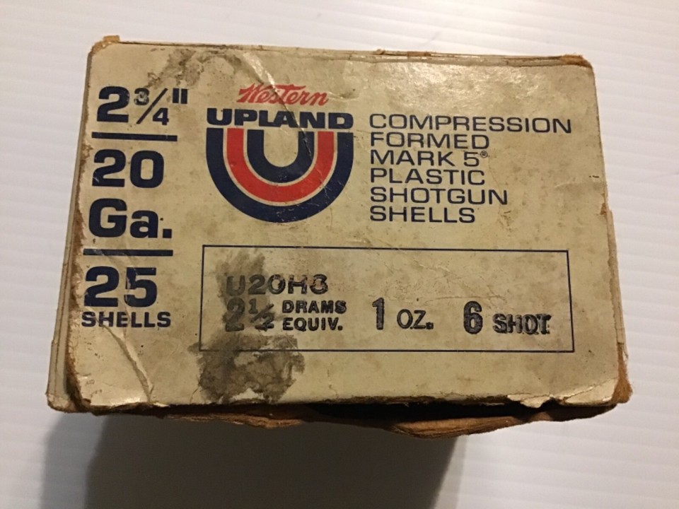 Vintage Western Upland 20 Guage Plastic Shotgun Shells - Empty Ammo Box ...