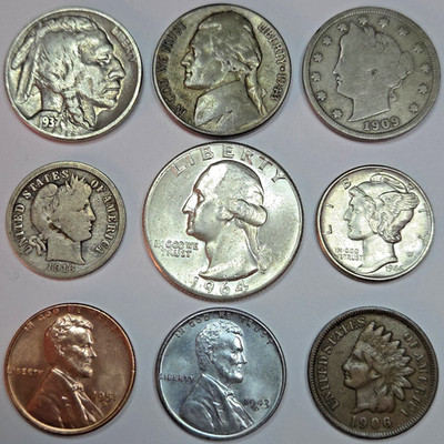 Old Obsolete US Coin Collection With 4 Silver & Uncirculated 9 Coin Set ...
