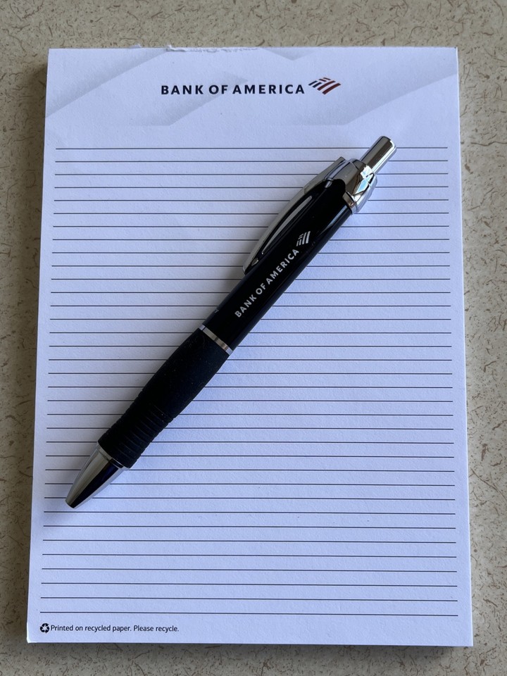 LOOK! Bank of America Zebra X10 Gel pen & Logo Note Pad | eBay