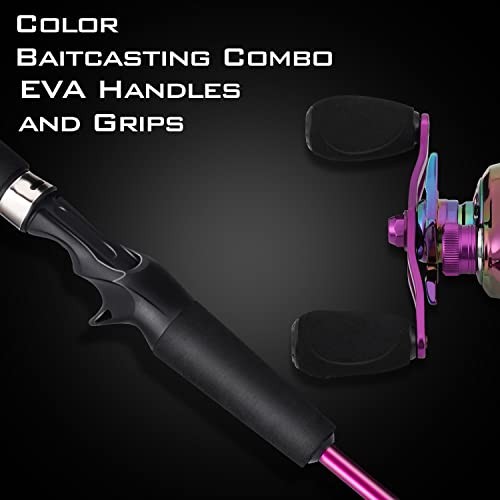 Baitcaster Combo, 2Pcs Fishing Rod 5.9ft-2pcs-Fast Purple-MH Rod-Left ...