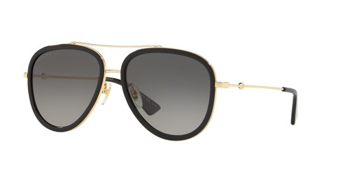 Gucci GG0062S 011 Pilot Sunglasses Black Gold Frame Grey Gradient Lens ...