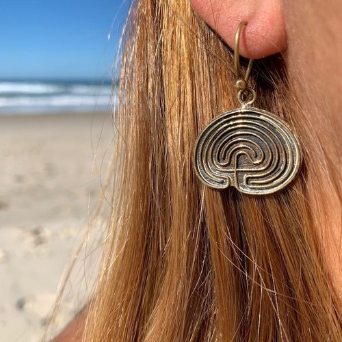 Hopi Labyrinth Brass earrings | eBay