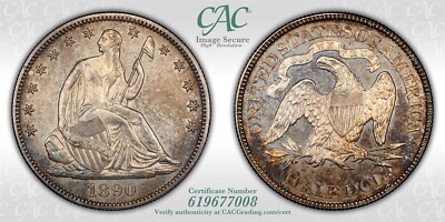 1890 Proof Liberty Seated half, CACG PR63, super pleasing ...