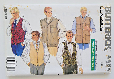 80s Butterick Sewing Pattern 4484 Men Vests Formal Sports Casual Chest ...