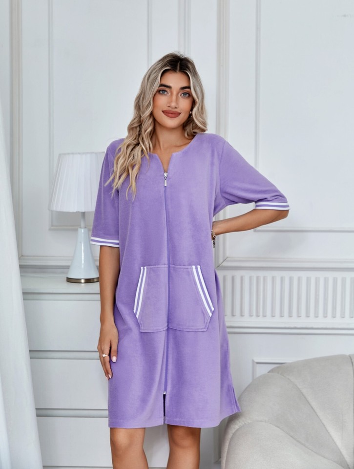 RH Housecoat Women Zipper Front Duster Robe 3/4 Lounger Dress ...