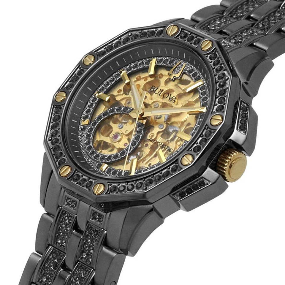 Bulova 98A293 Octava Crystal Stainless Steel Automatic Skeleton Men's ...