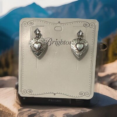 Brighton ONE HEART Crystal Post Earrings NWT List $42 JA6640 Rare Find ...