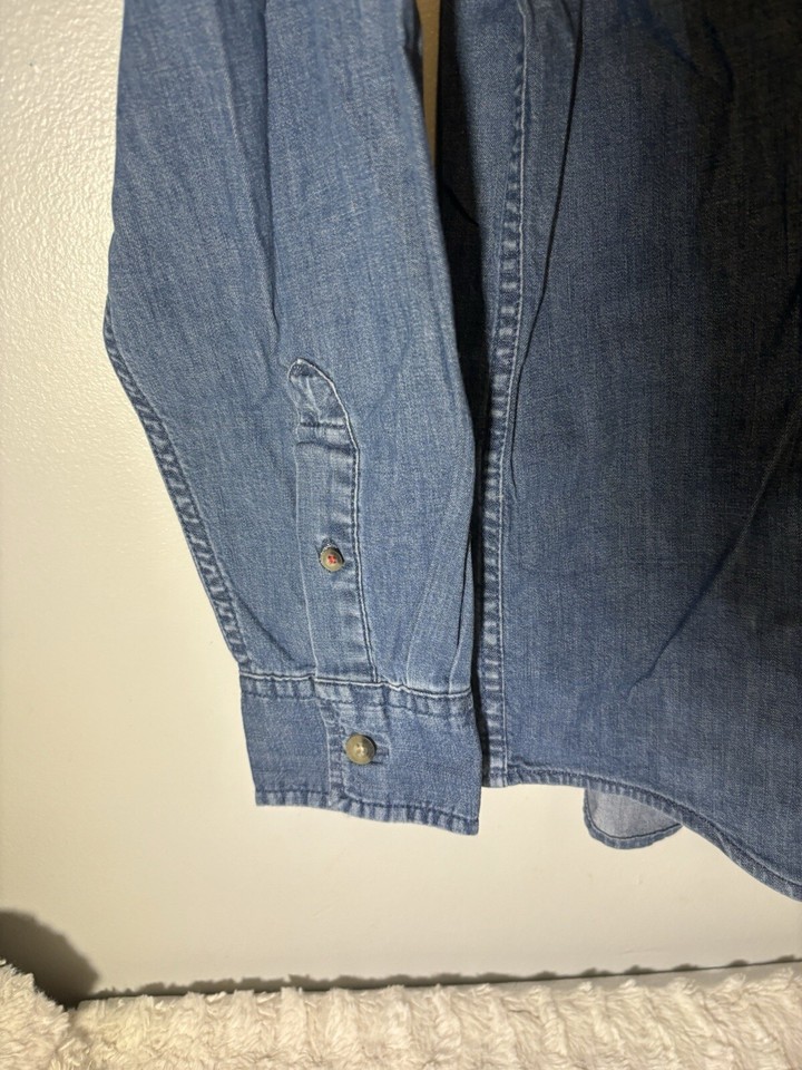 Wrangler Size Small button Down Relax Fit Blue Long Sleeve | eBay