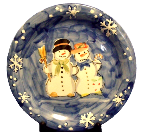 Tabletops Unlimited Snow Couple Hand Painted Dinner Plates 10.5 ...