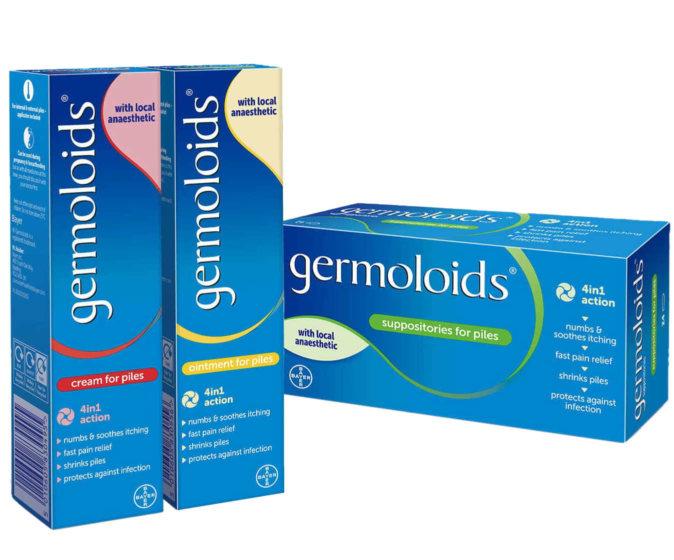 Germoloids Suppositories/Ointment/Cream- Itching, Pain, Haemorrhoids ...