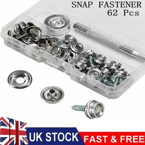 62x 15mm Boat Cover Press Stud Snap Fasteners Screw Kit Canvas Canopy ...
