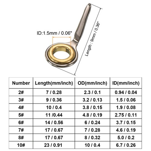 1.5mm Fishing Rod Guide Repair Kit, 8 Pack Iron Eyelet Replacement ...