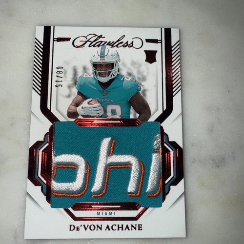 2023 PANINI FLAWLESS RUBY DOLPHIN LOGO PATCH DE'VON ACHANE RC 8/15 | eBay