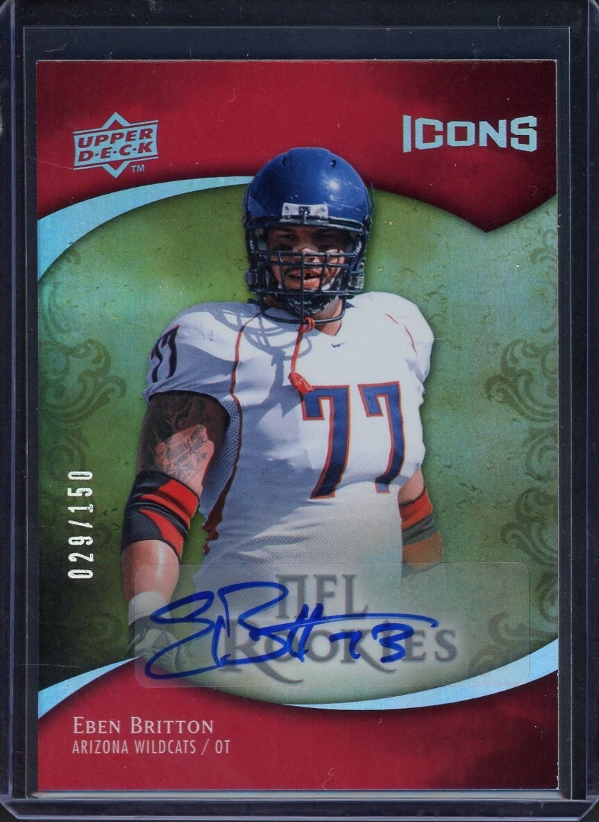 EBEN BRITTON 2009 Upper Deck Icons NFL Rookies Autograph AUTO #103 (#29 ...