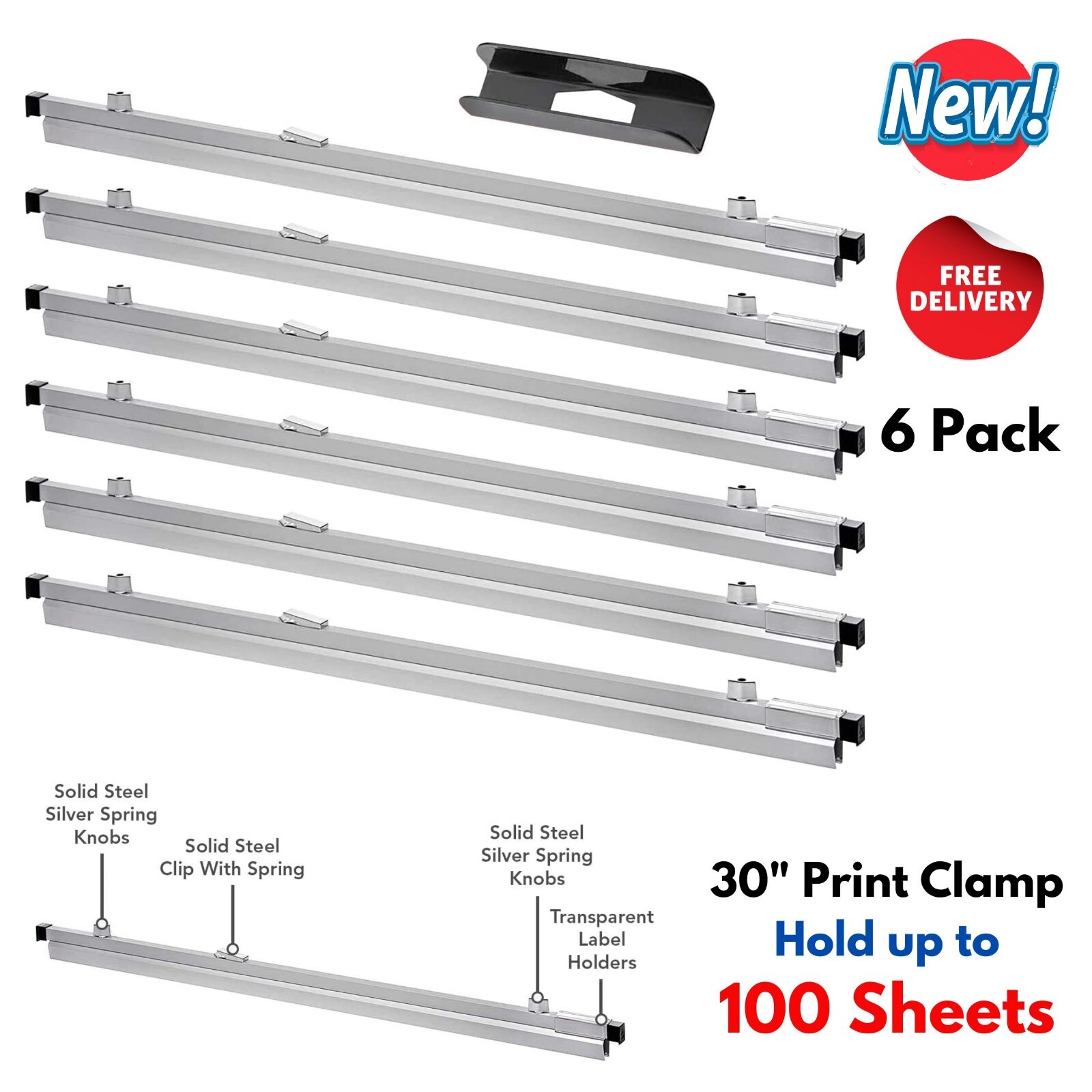 30" Blueprint Clamps Binding Strips for Drawing Plans Storage Office ...