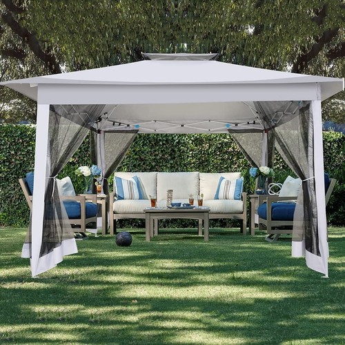12x12 Outdoor Instant Patio Canopy Tent 2 Tiered Gazebo with Mosquito ...