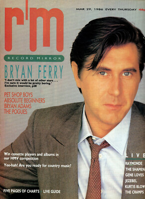 RECORD MIRROR MAGAZINE BRYAN FERRY MARCH 29, 1986 | eBay