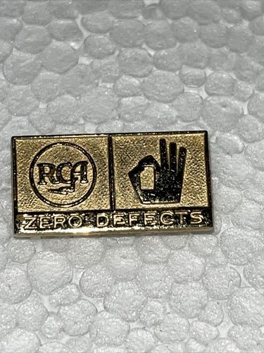 vintage RCA ZERO DEFECTS pin ornate metal pinback award logo hand | eBay