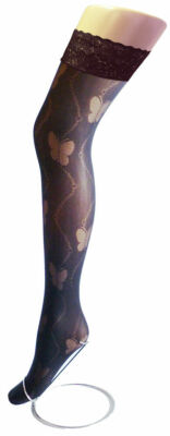 GOLDENLEGS PATTERNED LACE TOP HOLD UPS IN BLACK ONE SIZE FREEPOST | eBay UK
