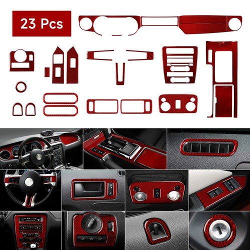 23Pcs Full Kit Red Interior Carbon Fiber Decal Trim Cover Fit Ford ...