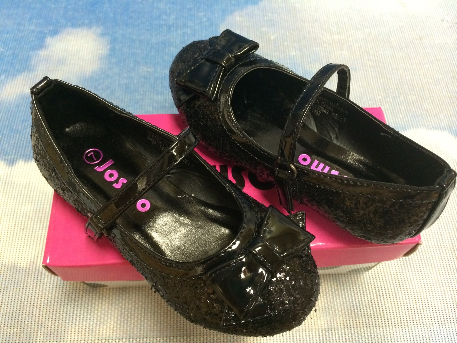 Josmo Glitter Hook & Loop Mary Janes Flats Causal / Dress Shoe Toddler ...
