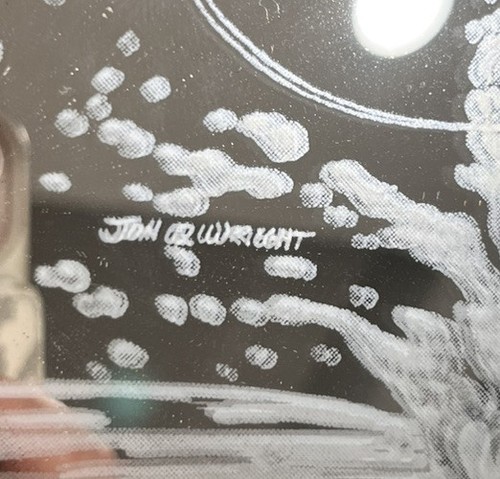 Vintage Octagon Jon Q Wright Mirror With Frosted Fish / Fishing Scenery | eBay