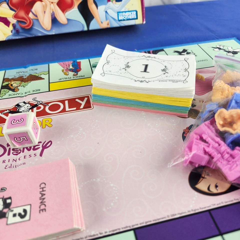 2004 Monopoly Junior Disney Princess Edition Jasmine Mulan Ariel ...