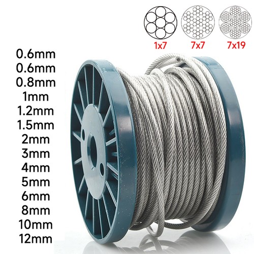 PVC Coated Stainless Steel 304 Cable Wire Rope 1x7 7x7 7x19, Clear, 1/ ...