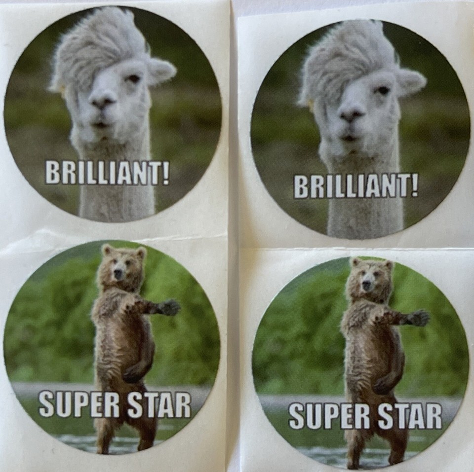 SUPER STAR Stickers(8pc)Lamas •Bear•Koala•Turtle•Animal• •Rewards•Card ...
