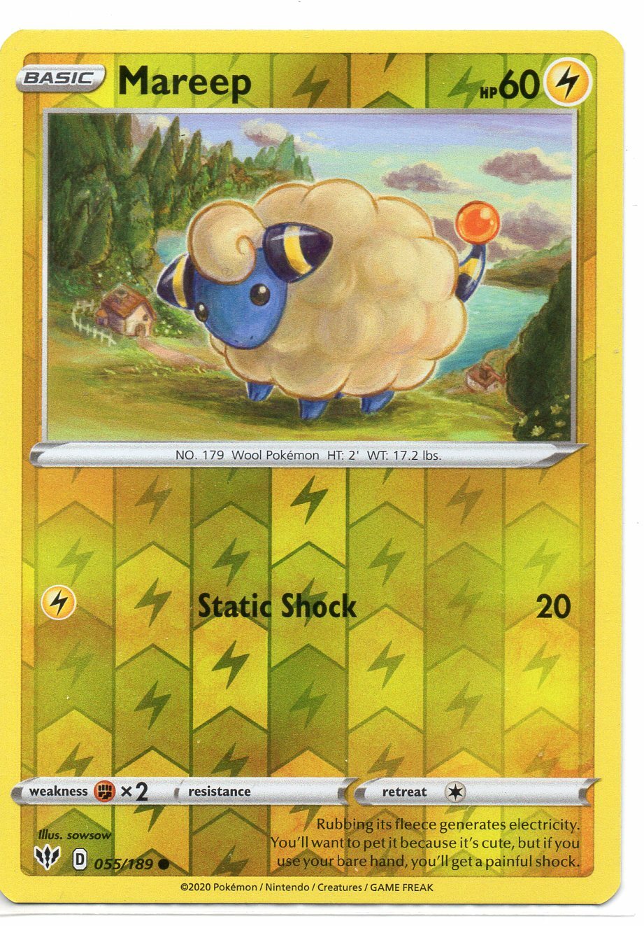 Pokemon Card MAREEP Rare Reverse Holo 055/189 Darkness Ablaze NEW | eBay