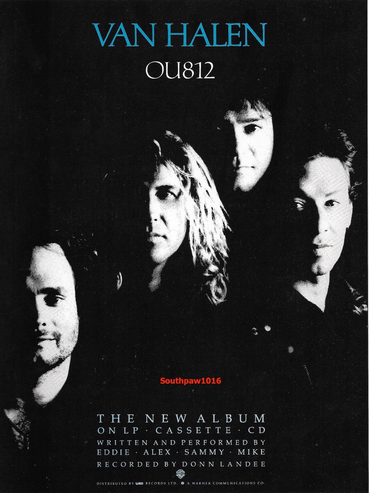 1988 Van Halen "OU812" Album Release Music Industry Promo Reprint Ad | eBay