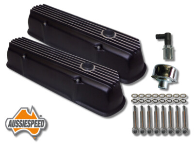 Holden V8 253 308 4.2 5L tall alloy rocker covers Aussiespeed black ...