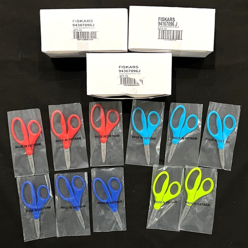 FISKARS KID SCISSORS (3 boxes *NEW 35 pairs of scissors) (KIDS' POINTED ...