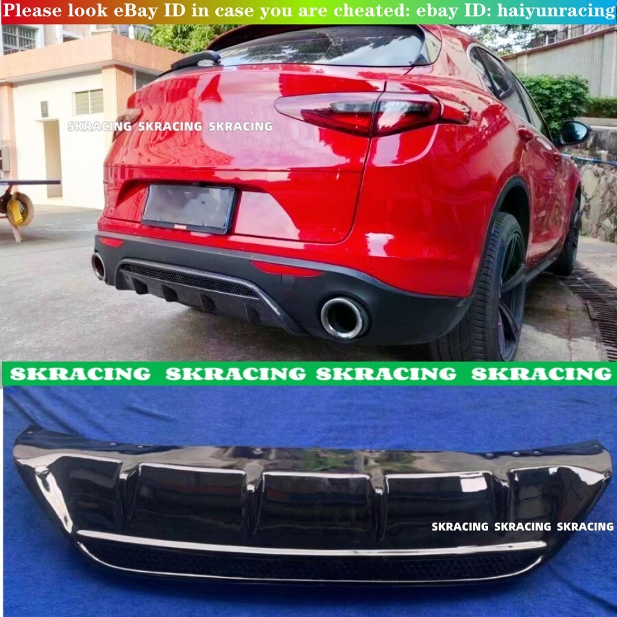 Gloss Black Rear Bumper Diffuser Spoiler For Kit Alfa Romeo Stelvio ...