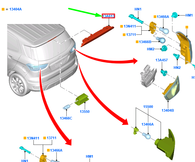 FORD ECOSPORT MK2 B515 Rear High Mounted Lamp 2226966 CN15-13A613-AD ...