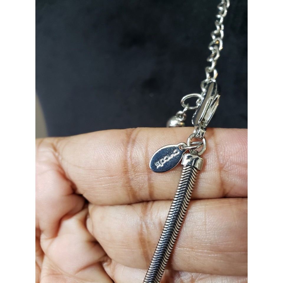 Women's Chicos Long Silver Pendant Necklace Statement Snake Chain Lobster Clasp | eBay