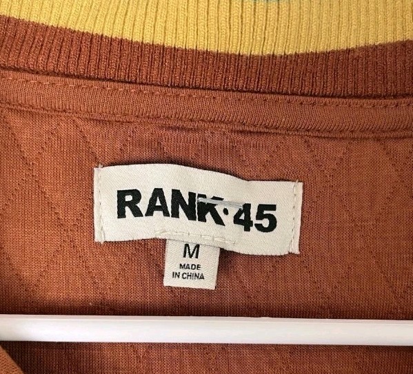 Rank 45 quilted sweatshirt jacket pumpkin rust full zip womens size M ...