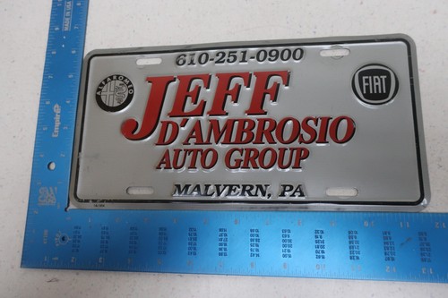 Booster License Plate Metal Fiat Alfa Romeo Jeff DAmbrosio Auto Group ...