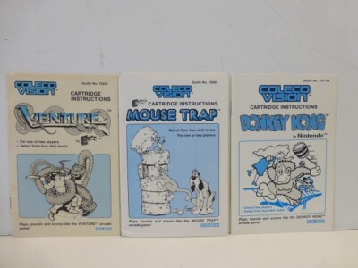 3 Coleco Vision Manual Instructions VENTURE Mouse Trap DONKEY KONG no ...