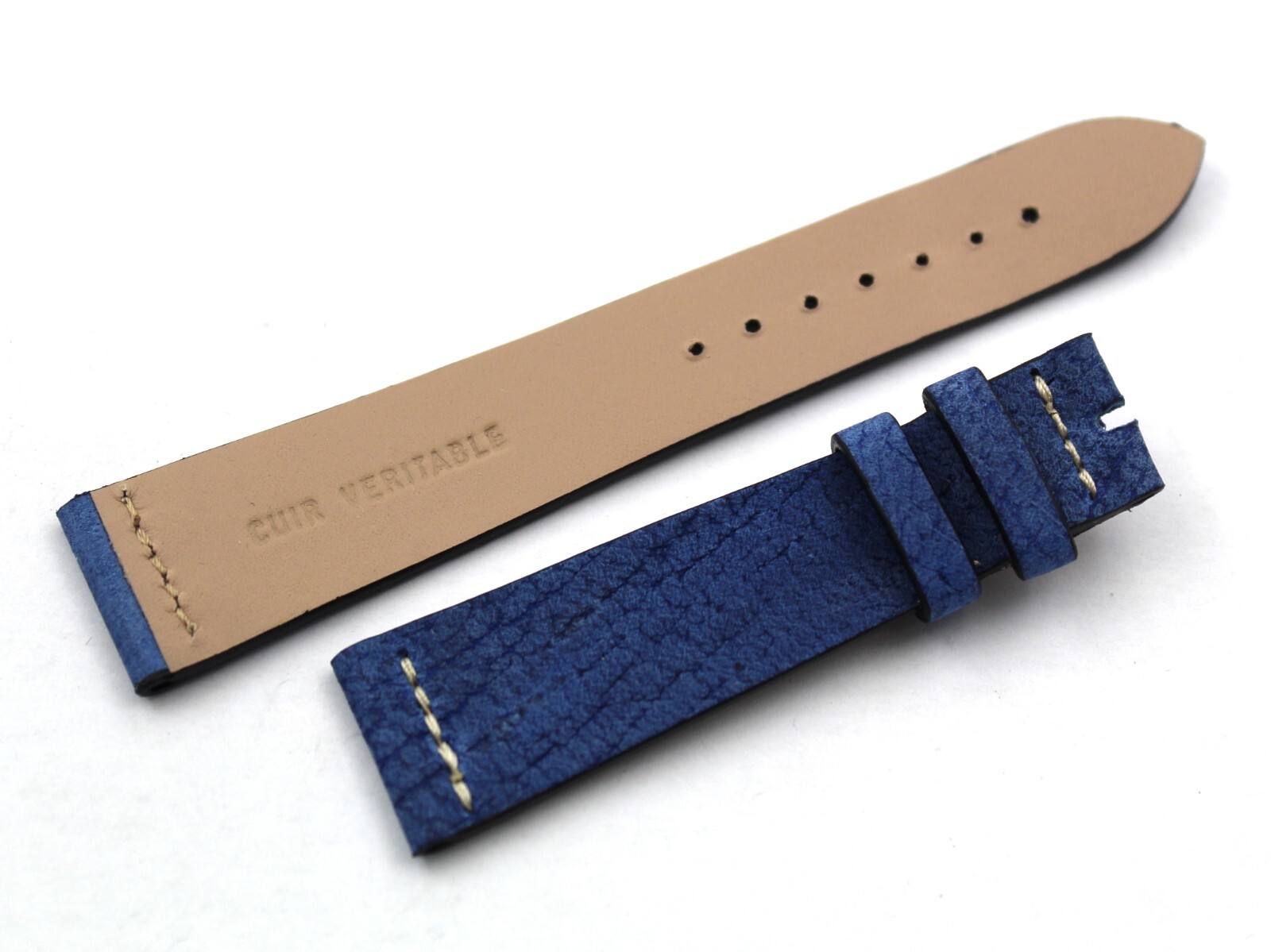 Leather Strap Mohawk Blue 20/16mm Hand Made Cuir Veritable Mohawk Top ...