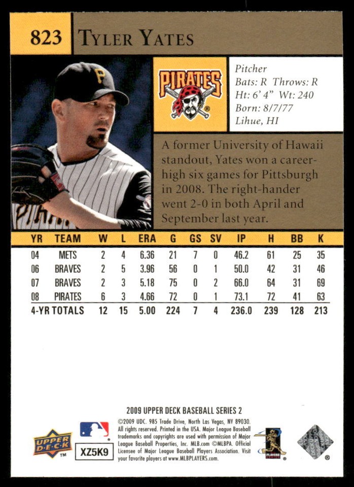Tyler Yates 2009 Upper Deck Pittsburgh Pirates | eBay