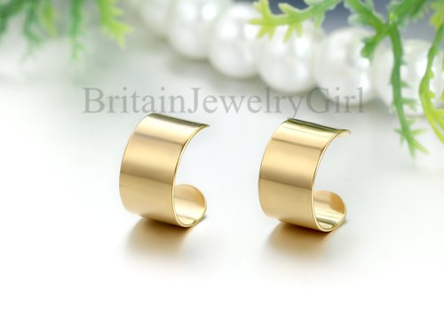 2-6pcs Men Women 6MM Wide Stainless Steel Ear Cuff Ear Clip Non ...